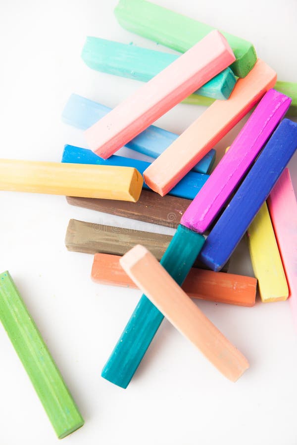 Colored Chalk, White Background, Colorful, Back To School Stock Photo ...