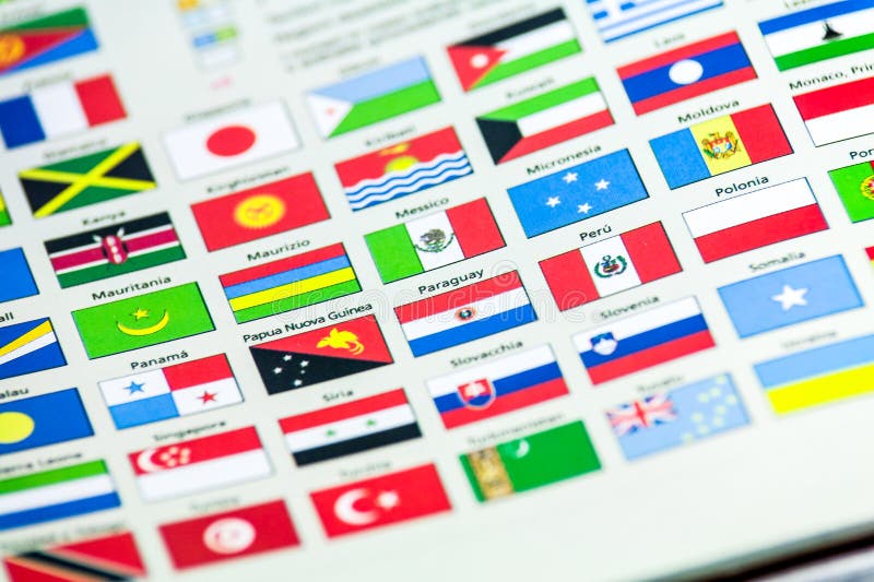 Colored Chart of International National Flags Stock Photo - Image of ...