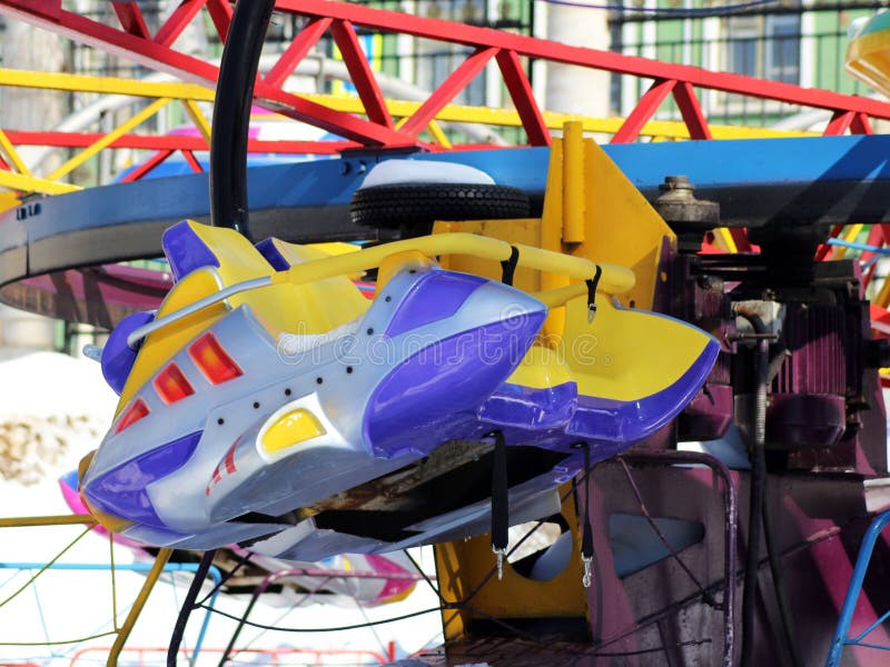 Colored Children`s Carousel Wheel in Winter Park Stock Photo - Image of ...