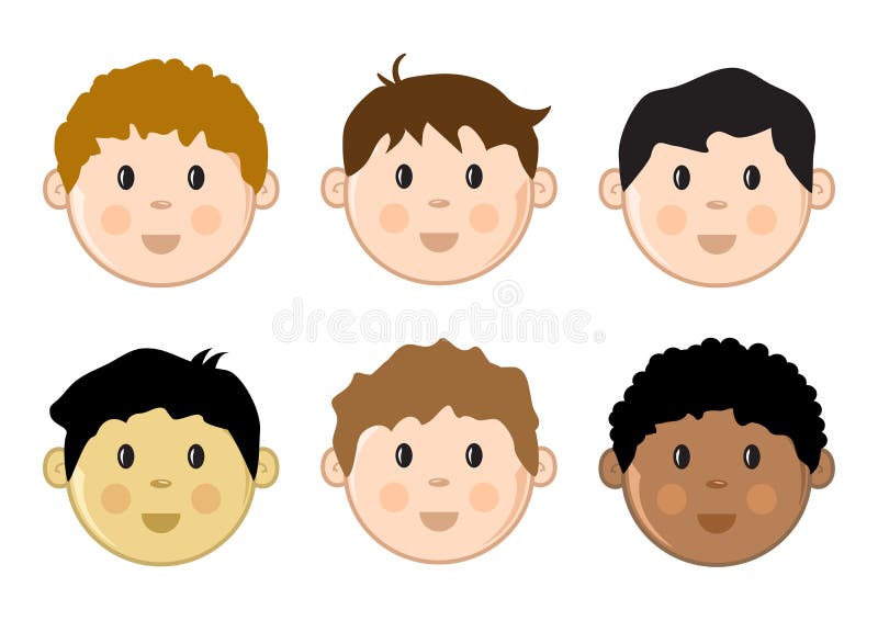 Colored Children`s Faces Set. Vector Illustration Stock Illustration ...