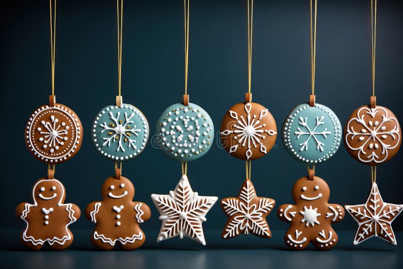 Colored Christmas Gingerbread with a White Pattern. Stock Illustration ...