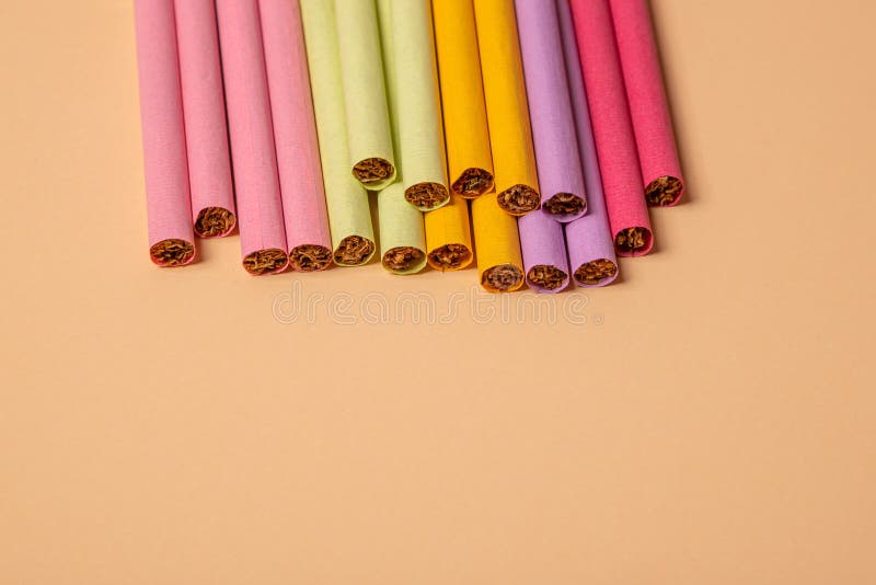 Colored cigarettes stock photo. Image of design, care - 203551242