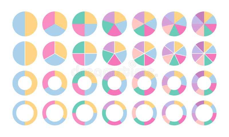 Colored Circle Graph with Segments Template. Pie Diagram Collection ...