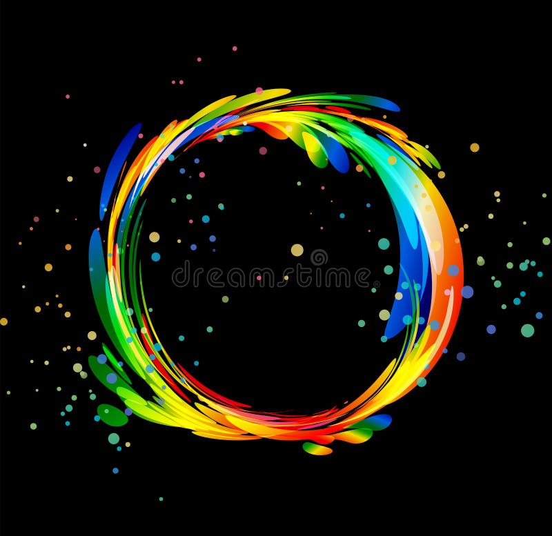 Colored Circle Splash on Black Background, Vector Illustration Stock ...