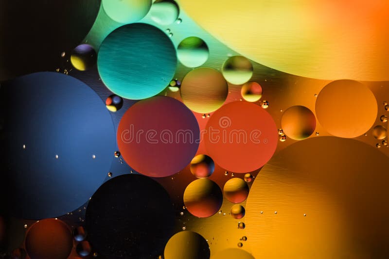 Colored Circles of Oil in Water. Macro Abstract. Stock Photo - Image of ...