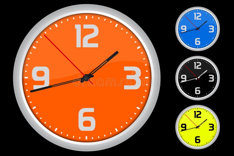 Colored clock stock vector. Illustration of home, notice - 7092285