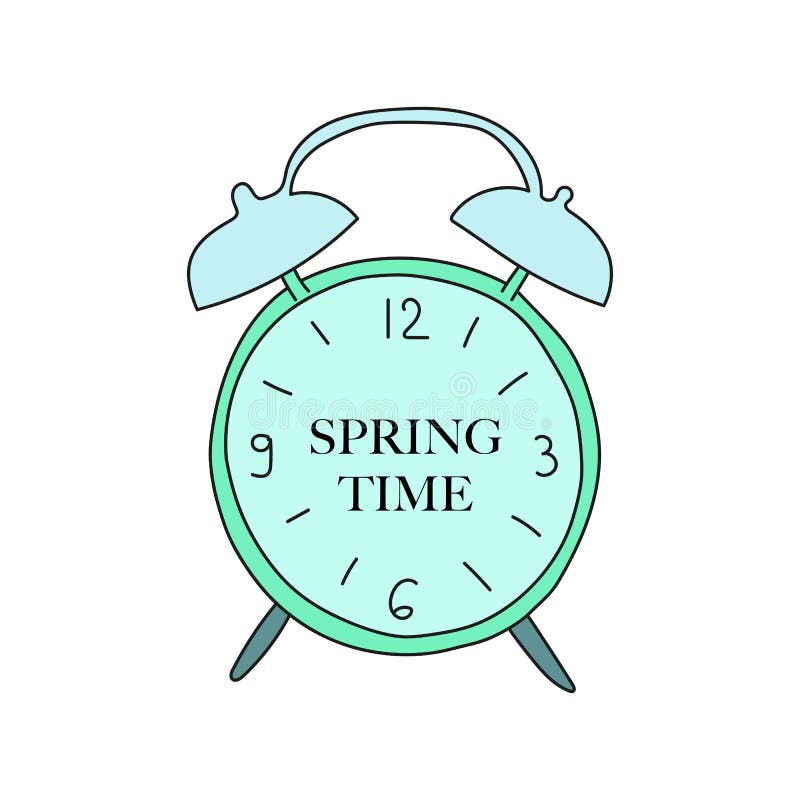 Colored Clock with the Inscription Spring Time. Vector Illustration ...