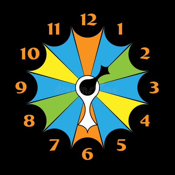 Colored clocks with arrows stock illustration. Illustration of design ...