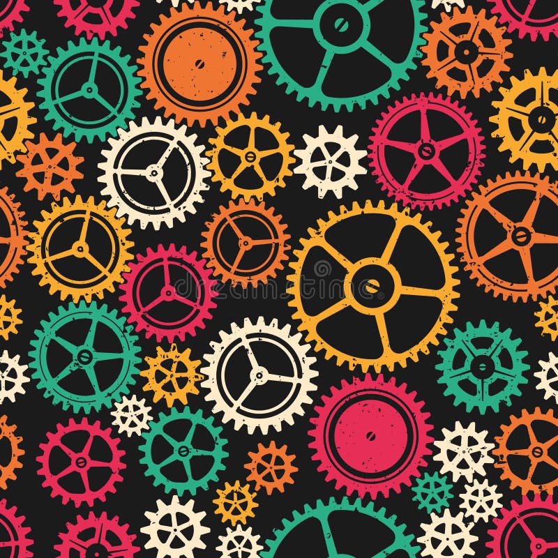 Colored Clockwork Seamless Texture Stock Vector - Illustration of ...
