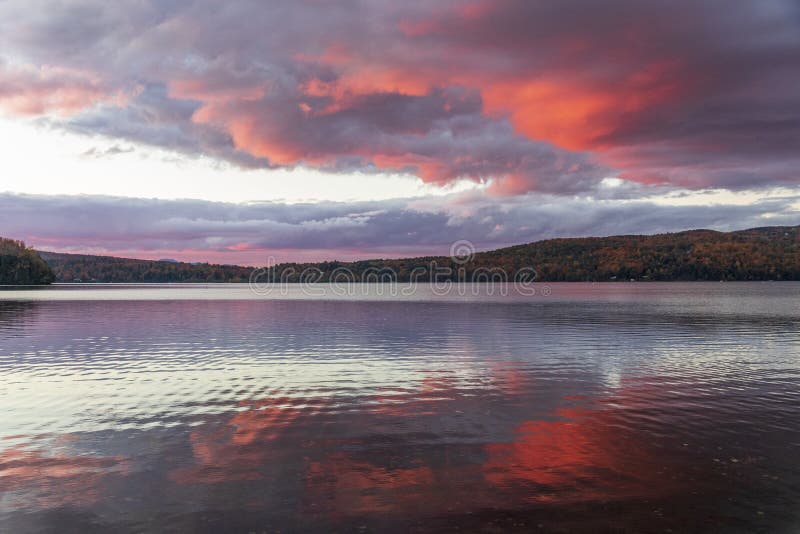 Colored Clouds at Sunset Over Massawippi Lake in Canada Stock Photo ...