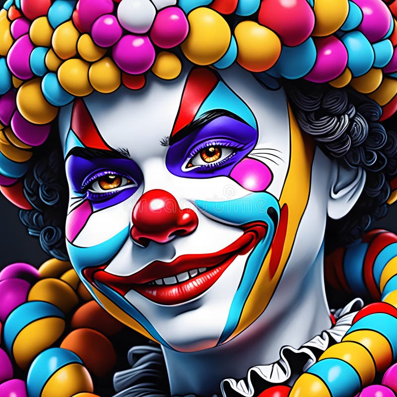 Colored Clown, AI-generatet Stock Illustration - Illustration of romp ...