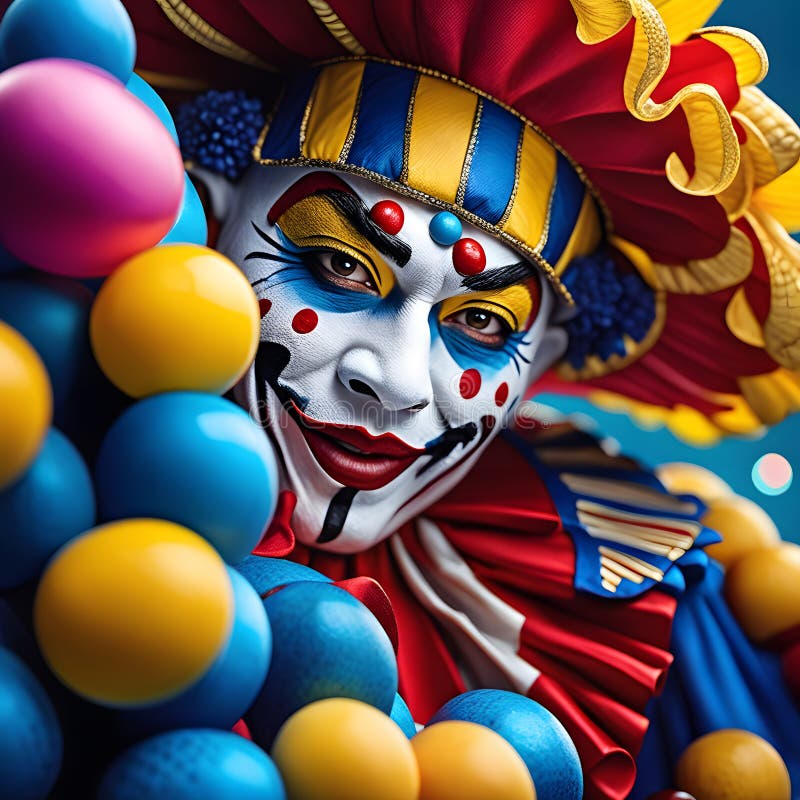 Colored Clown, AI-generatet Stock Illustration - Illustration of romp ...