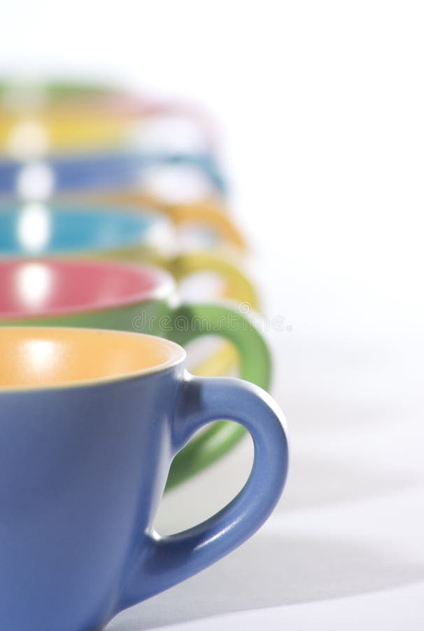 Colored Coffee Cups and Dishes Stock Photo - Image of herbal, bowl: 89212