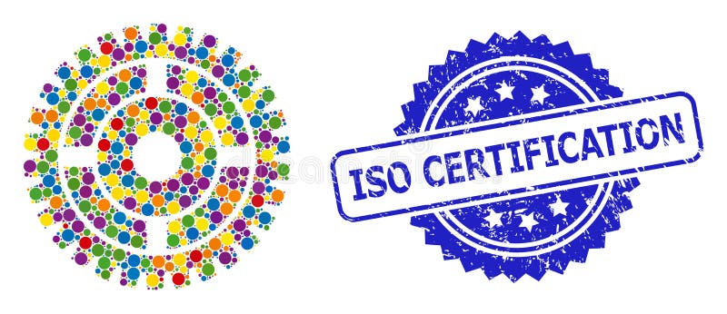 Rubber ISO Certification Stamp and Colored Mosaic Clock Wheel Stock ...