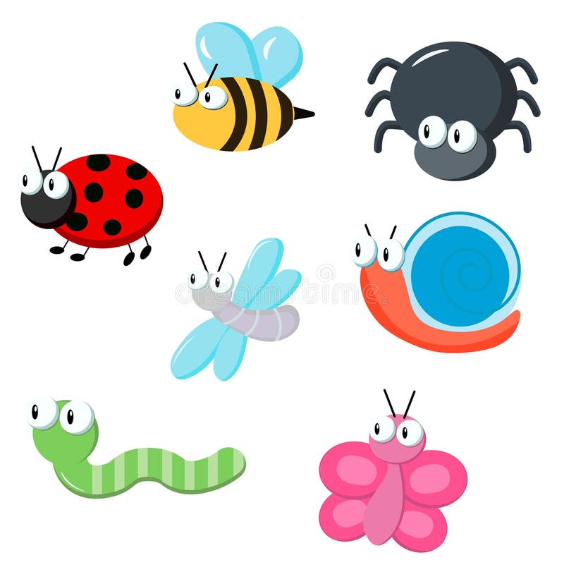 Colored Collection of Insects. Vector Stock Vector - Illustration of ...