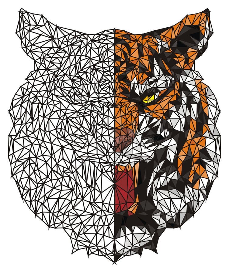 Different faces of tiger stock illustration. Illustration of papercraft ...