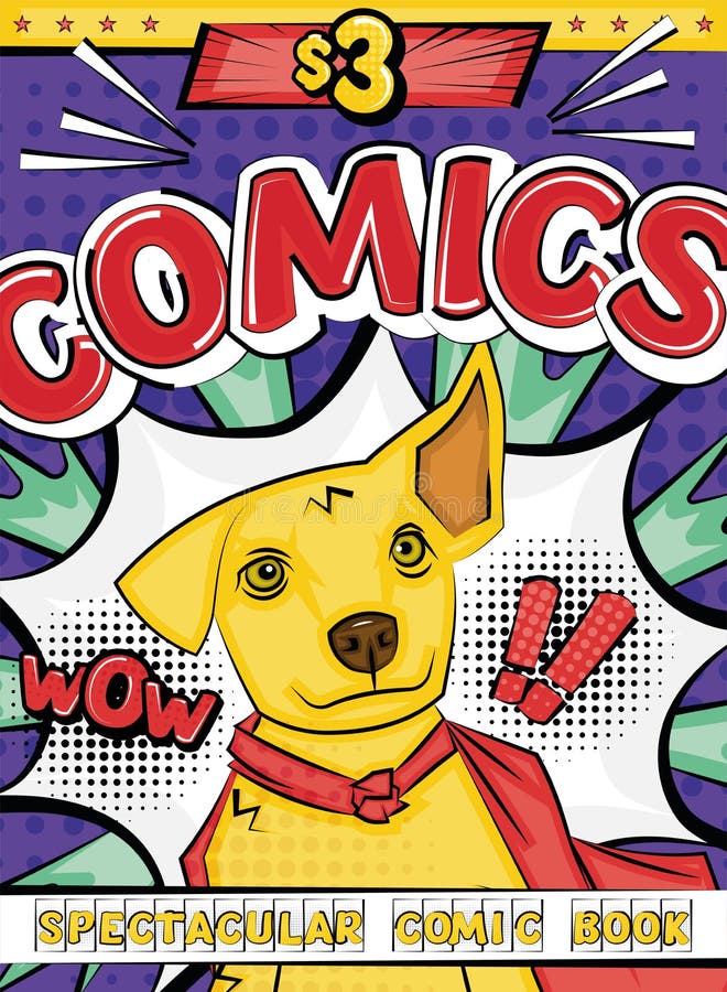Colored Comic Cover Page with a Dog Superhero Vector Stock Vector ...