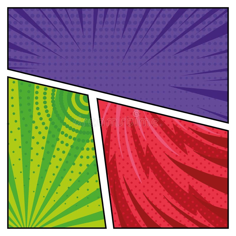 Colored Comic Page Background with Halftone Effects Stock Vector ...