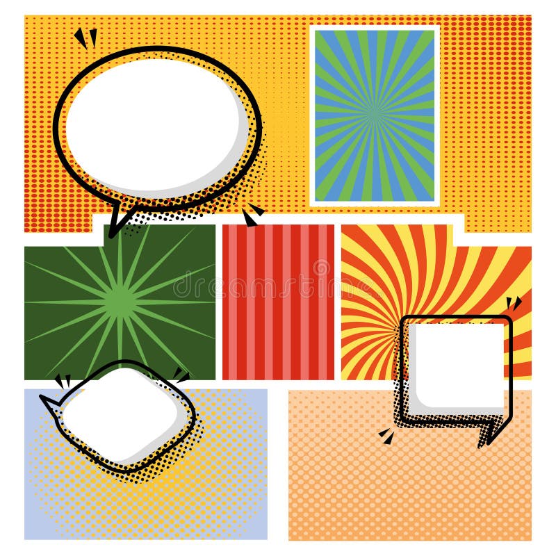 Colored Comic Page with Empty Comic Speech Bubbles Vector Stock Vector ...