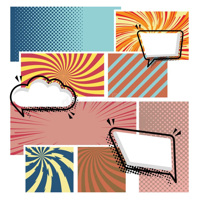 Colored Comic Page with Empty Comic Speech Bubbles Vector Stock Vector ...