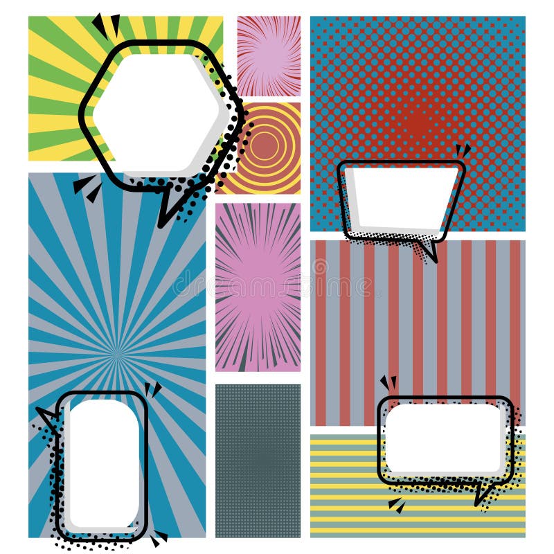 Colored Comic Page with Empty Comic Speech Bubbles Vector Stock Vector ...