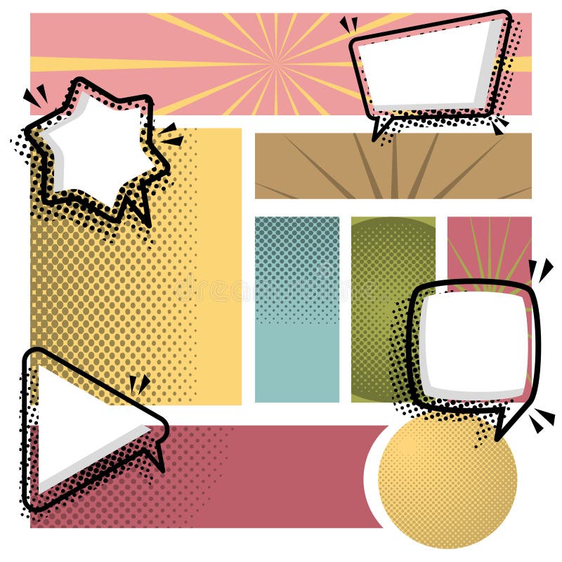 Colored Comic Page with Empty Comic Speech Bubbles Vector Stock Vector ...