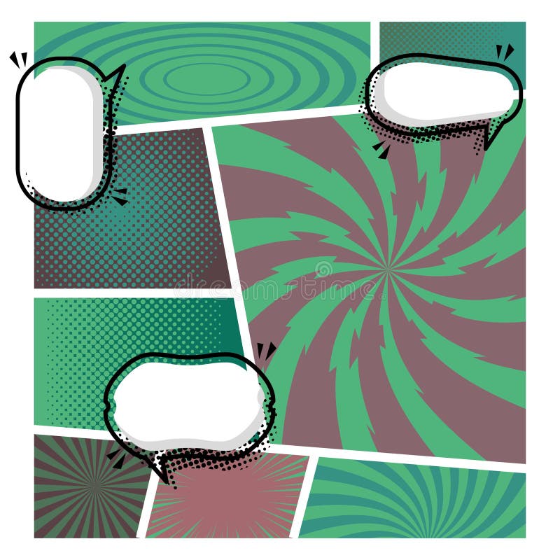 Colored Comic Page with Empty Comic Speech Bubbles Vector Stock Vector ...