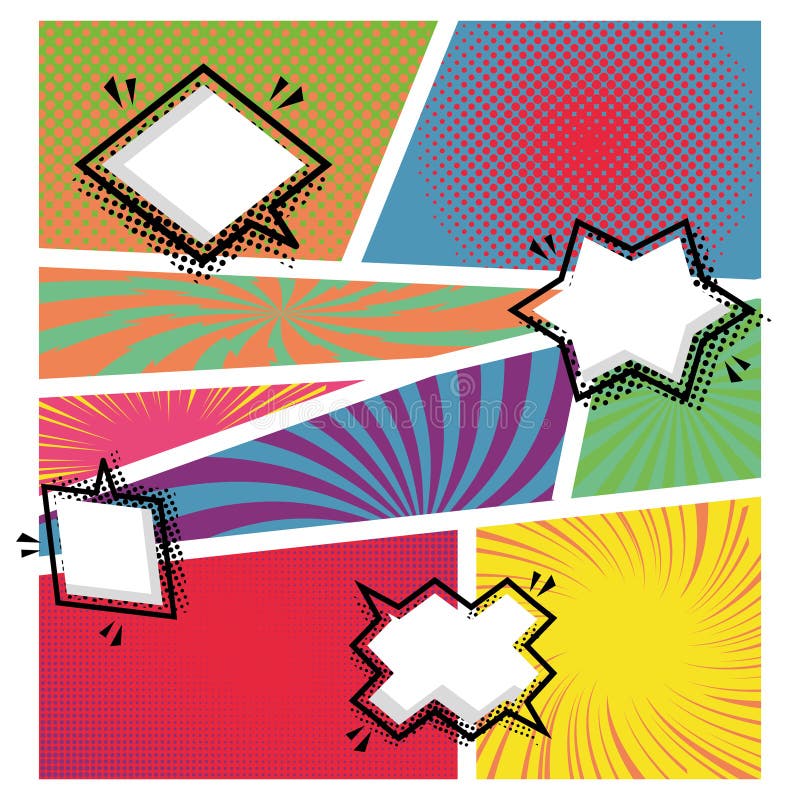 Colored Comic Page with Empty Comic Speech Bubbles Vector Stock Vector ...