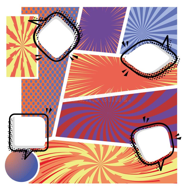 Colored Comic Page with Empty Comic Speech Bubbles Vector Stock Vector ...