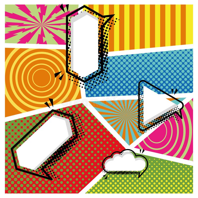 Colored Comic Page with Empty Comic Speech Bubbles Vector Stock Vector ...