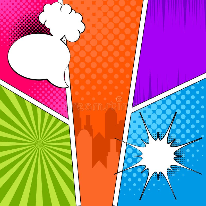 Colored Comic Pages with Halftone Effects Stock Vector - Illustration ...