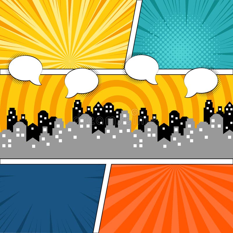 Colored Comic Pages with Halftone Effects Stock Vector - Illustration ...