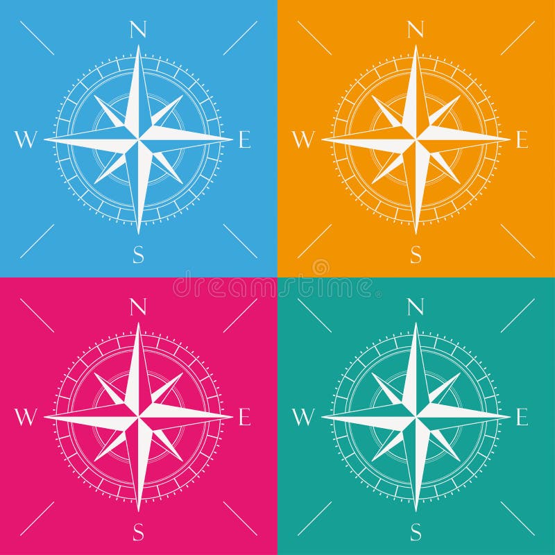 4 Colored Compass stock vector. Illustration of colored - 50340959