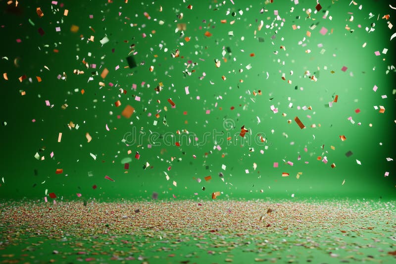 Colored Confetti Falling on Green Screen Background, Colorfull Pieces ...