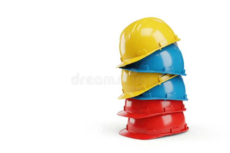 Colored Construction Helmets Stacked in One Stack. Space for Text ...