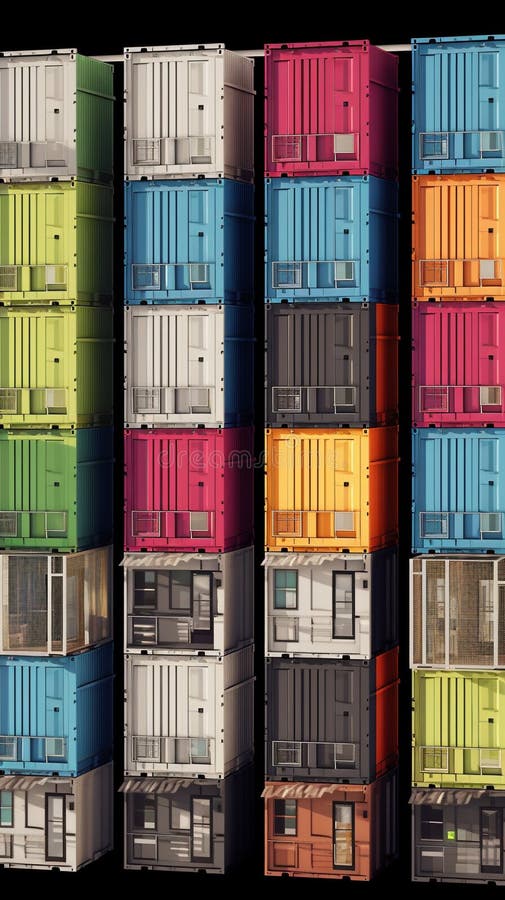 Colored Container House Pattern Illustration, Ai Generation Stock ...