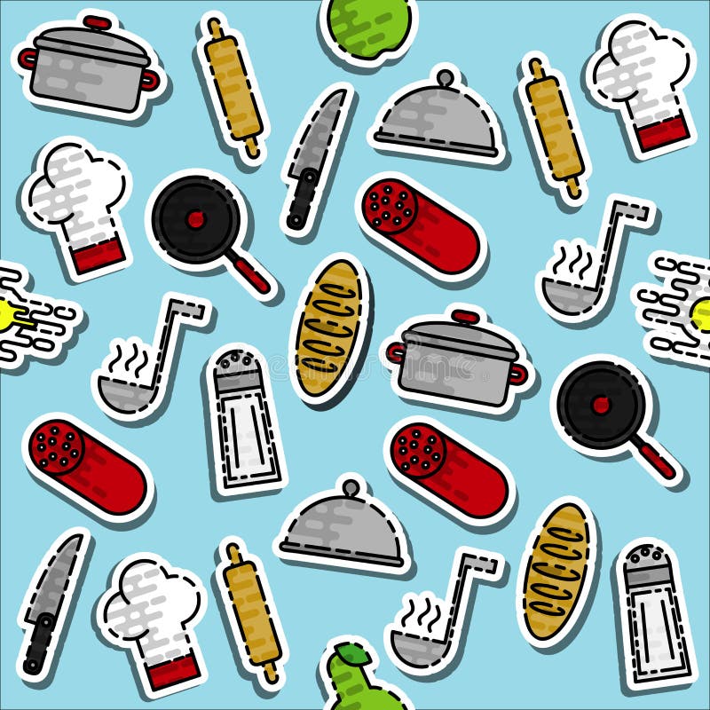 Colored cooking pattern stock vector. Illustration of doodle - 77794062