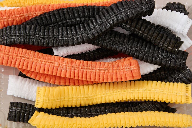 Colored Cosmetological Medical Disposable Caps. Close-up View Stock ...