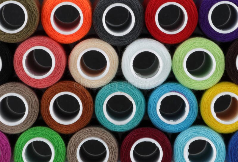 Colored Cotton Reels Background Pattern Close Up Stock Image - Image of ...