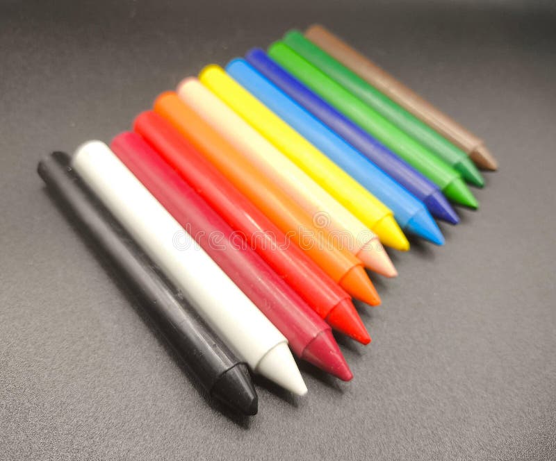 Colored Crayons on a Black Background Stock Photo - Image of childhood ...
