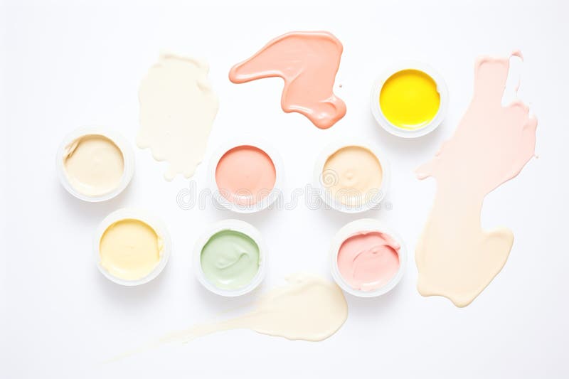 Colored Cream Samples on Pure White Surface Stock Image - Image of ...