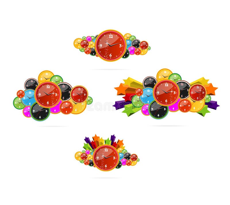 Colored and Creative Clocks Symbols Set Stock Vector - Illustration of ...