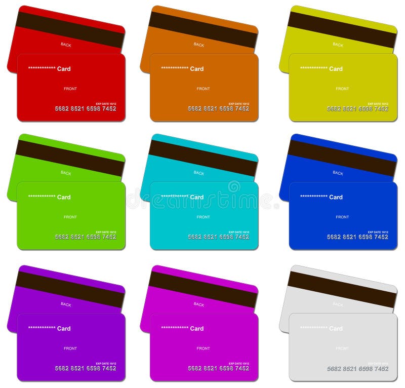 Colored credit cards stock illustration. Illustration of dimensional ...