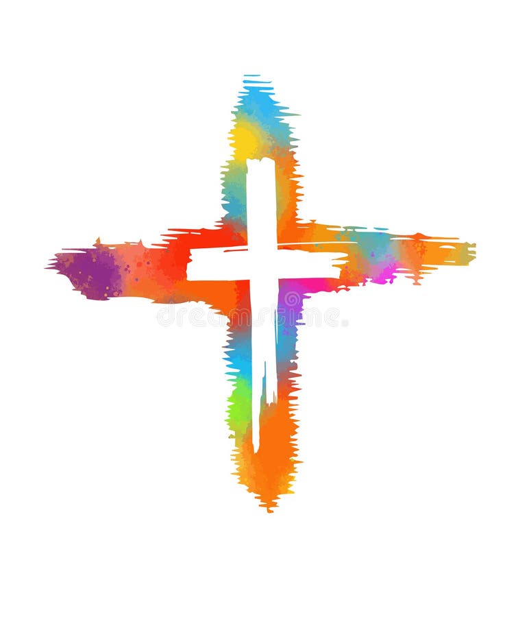 Colored Cross Made of Blots. Happy Easter. Hand Drawing. Not AI, Vector ...