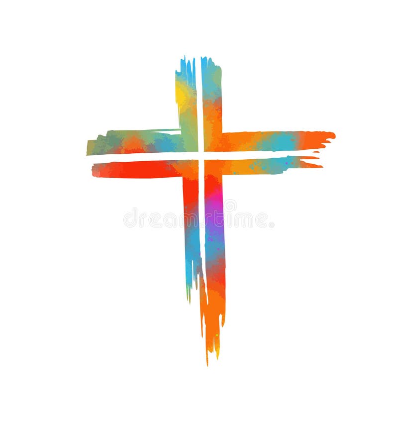 Colored Cross Made of Blots. Happy Easter. Hand Drawing. Not AI, Vector ...