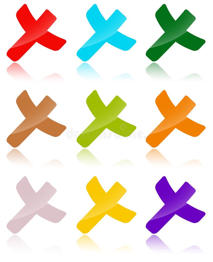 Colored crosses collection stock vector. Illustration of answer - 69887954