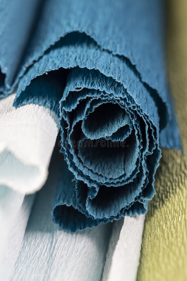 Colored Crumpled Corrugated Paper for Handmade Closeup, Side View Stock ...