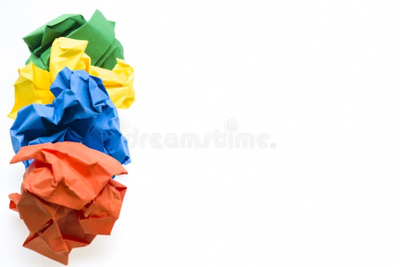 Colored Crumpled Paper Ball in a Row Stock Photo - Image of crumple ...