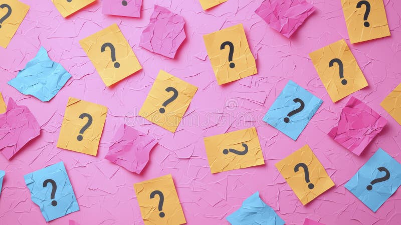 Colored Crumpled Paper with Question Marks is a Background for Quizzes ...