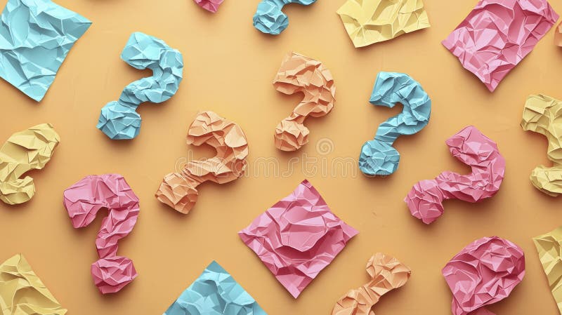 Colored Crumpled Paper with Question Marks is a Background for Quizzes ...